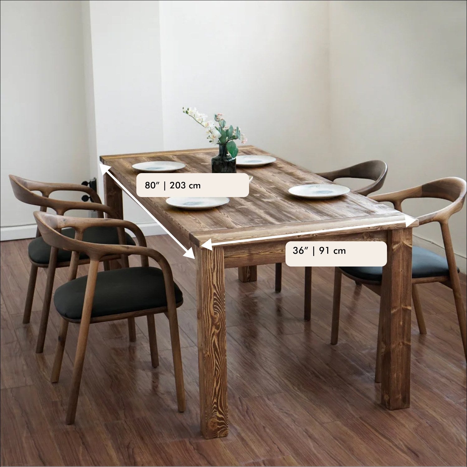 Solid Wood Dining Room Table - Farmhouse Kitchen Table