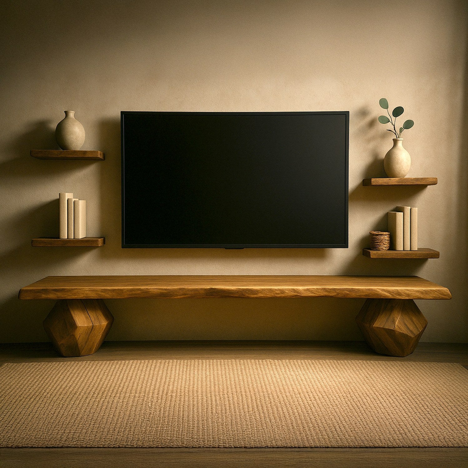 Solid Wood Live Edge TV Stand & Walnut Media Console