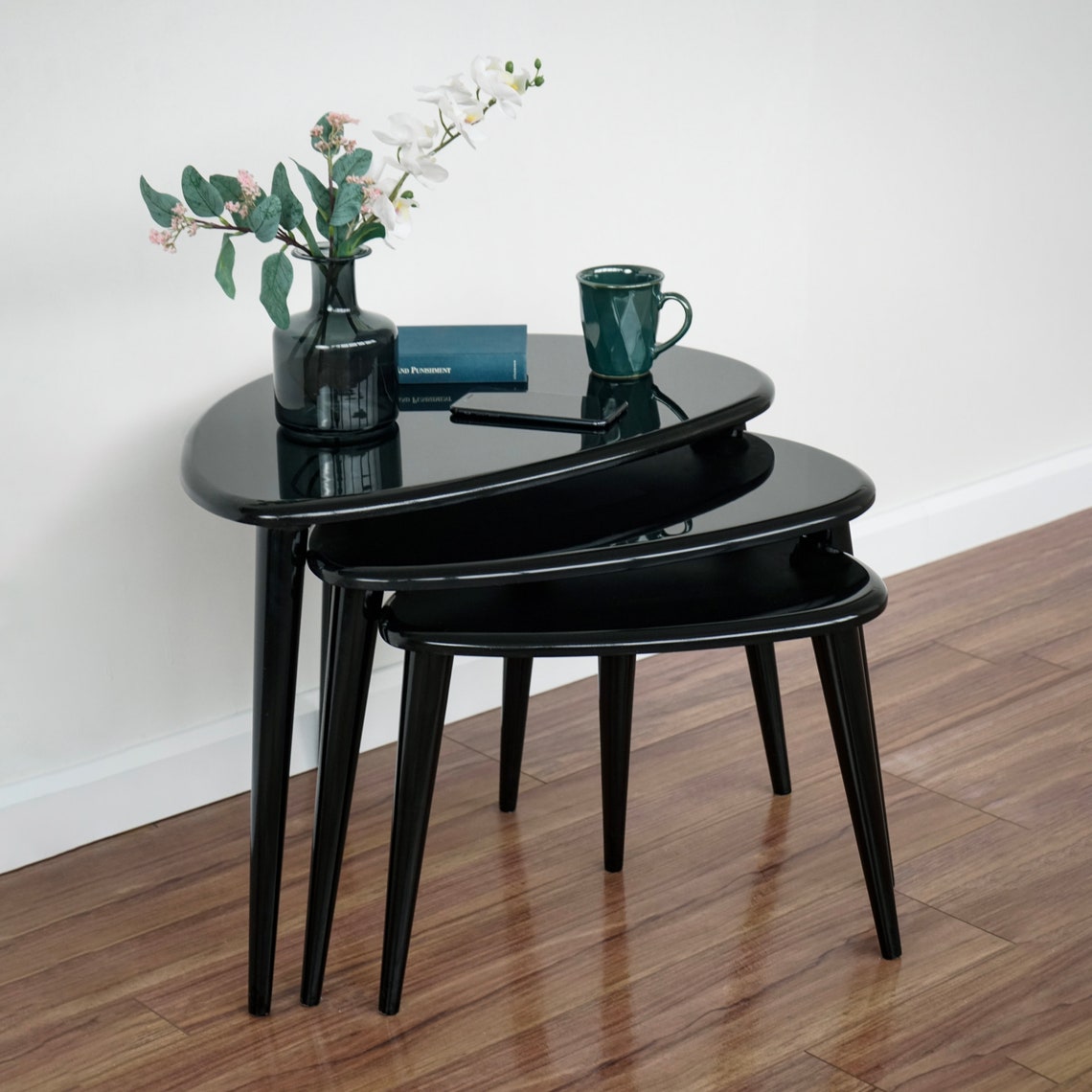 Black Nesting Tables Set of 3 - Ercol Style