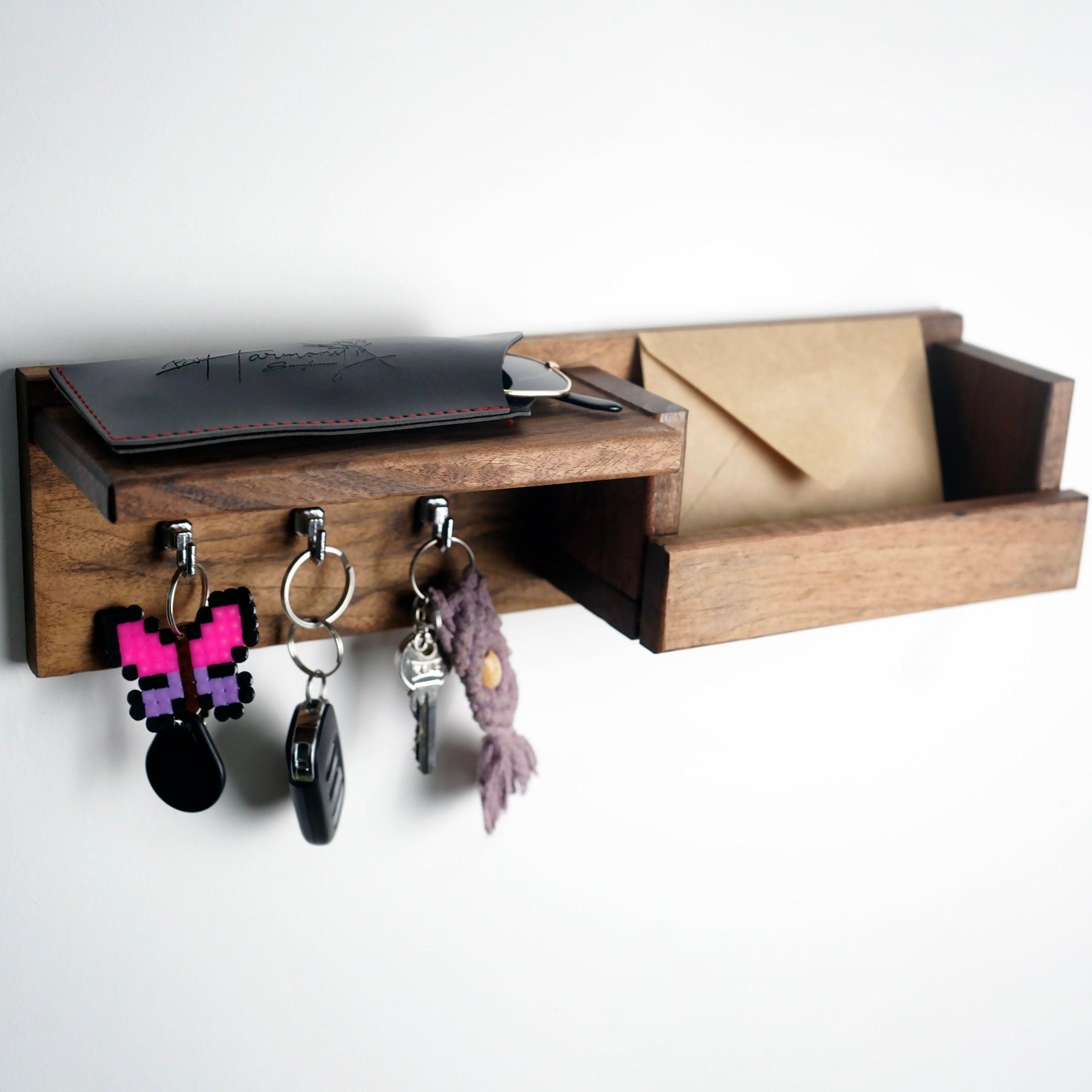 Wooden Key Holder for Wall - Walnut